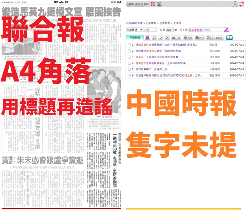 《曾韋禎專欄》潘孟安遭抹黑 王鴻薇判賠 中時隻字未提 聯合用標題再抹黑 – 芋傳媒 TaroNews